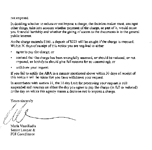 Freedom of Information Application to Australian Broadcasting Authority