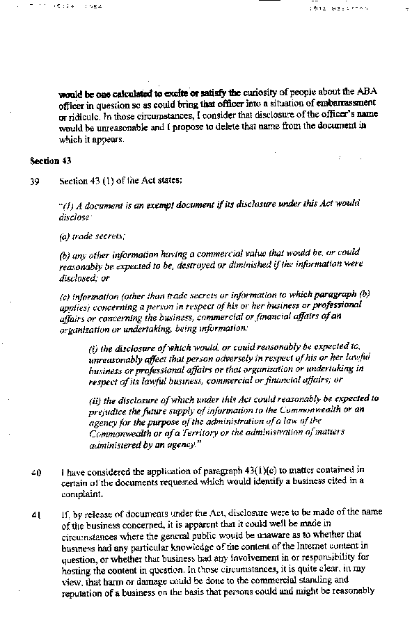 Freedom of Information Application to Australian Broadcasting Authority